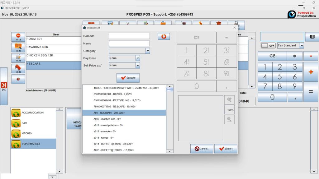 Prospex POS – Point of sale System