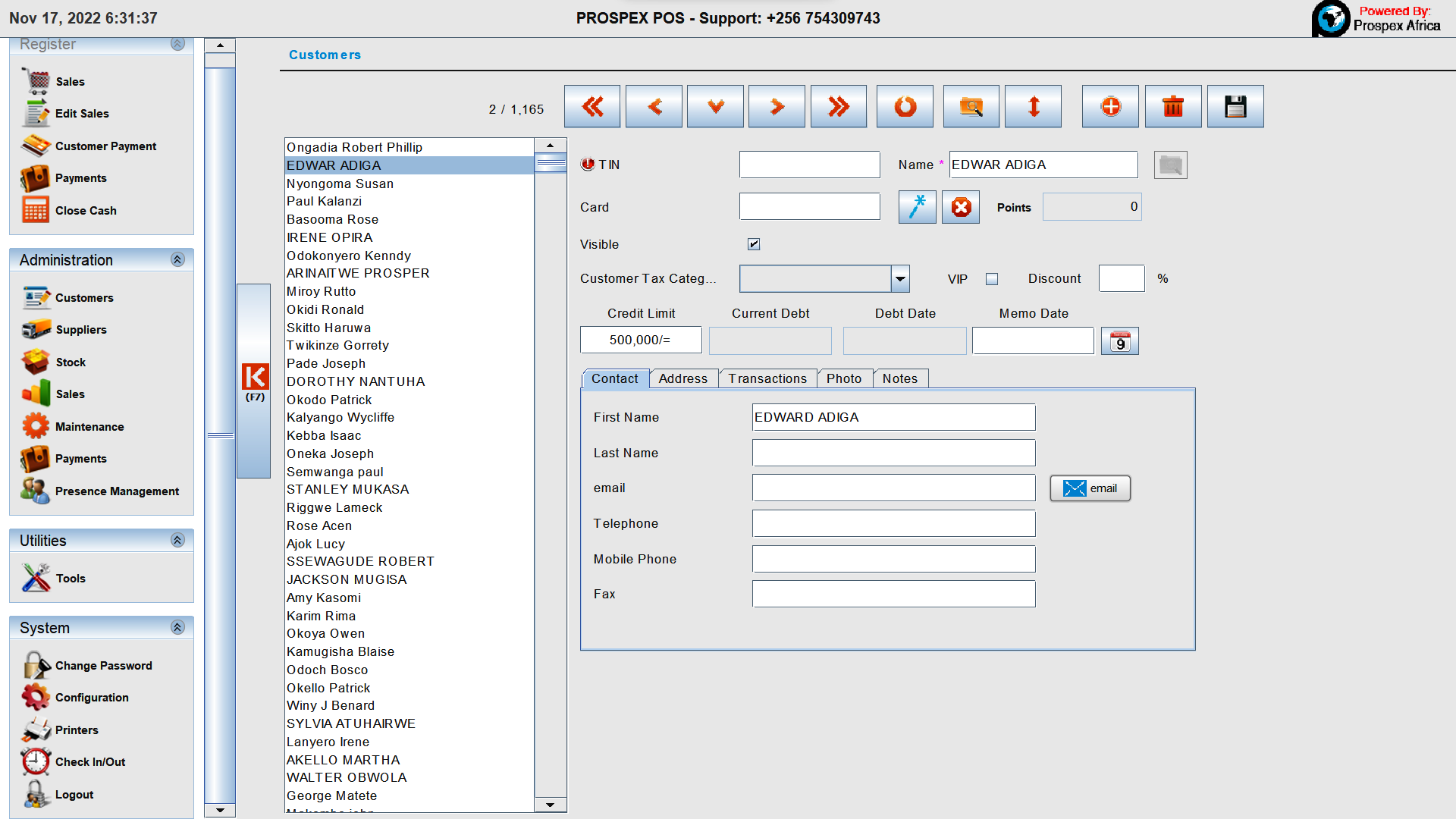 Prospex POS – Point of sale System