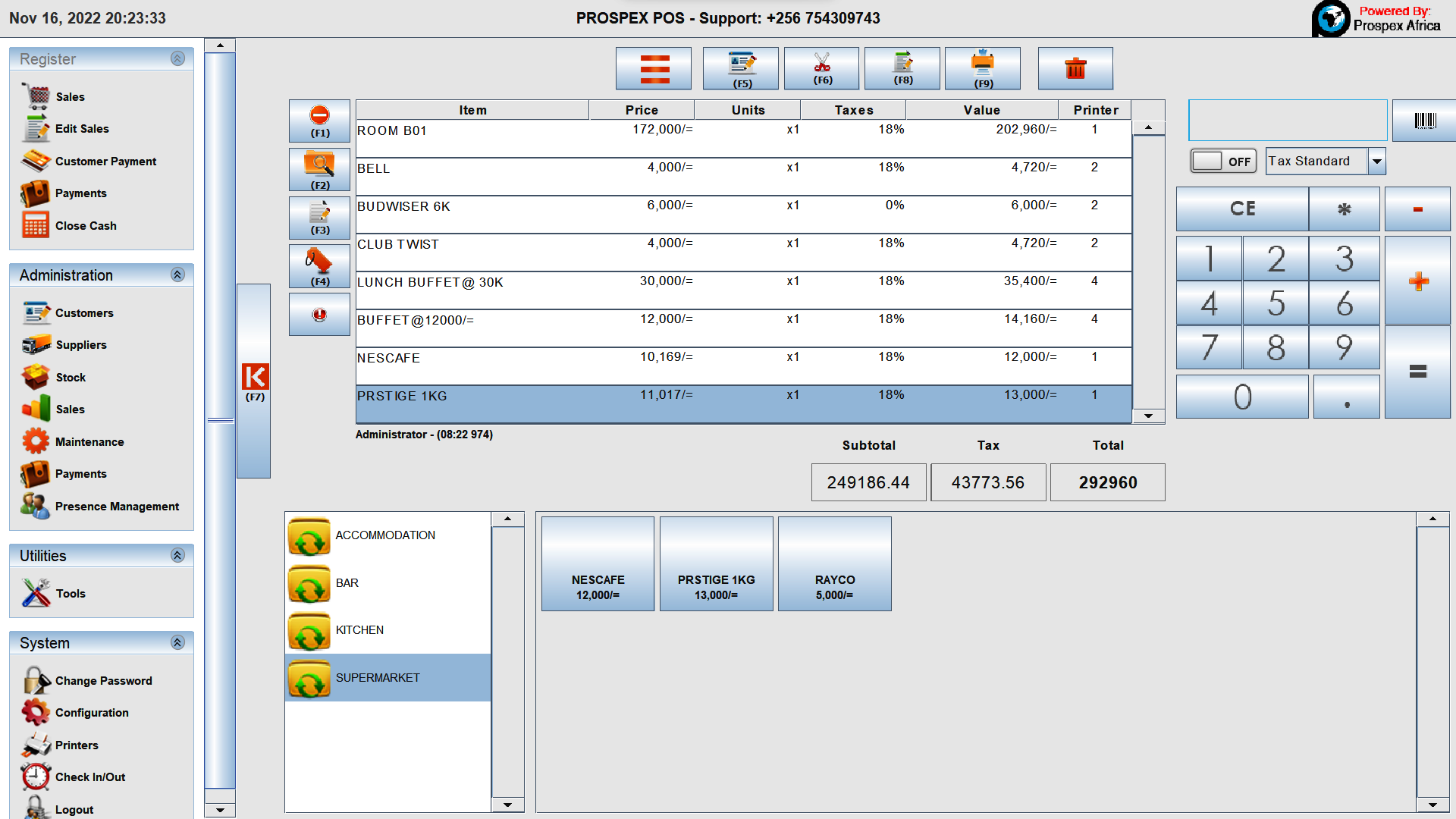 Prospex POS – Point of sale System