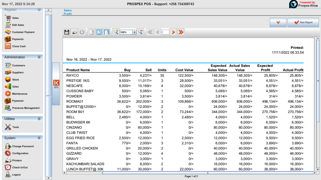 Prospex POS – Point of sale System